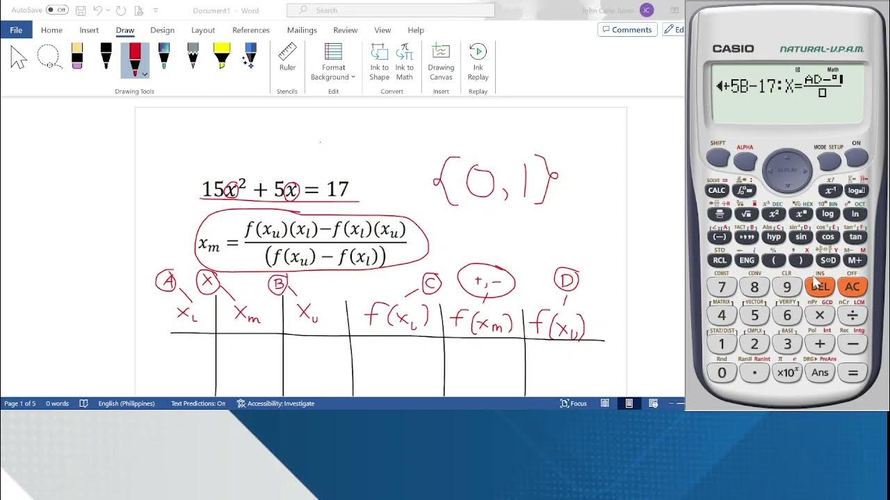 Calculator Technique (False Position Method) Example 1 - YouTube