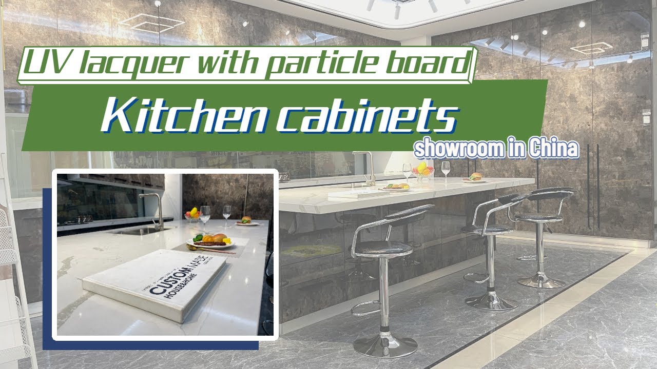 Kitchen cabinets UV lacquer with particle board|Cabinets showroom in ...
