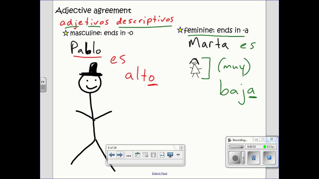 WCHS Español IV, Lección 2: Adjetivos descriptivos - YouTube