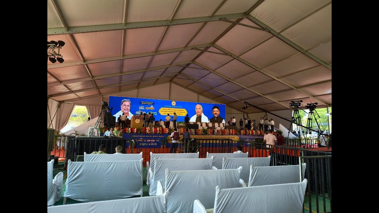 5 guarantee schemes of the Govt. of Karnataka. Foundation stone laying ...