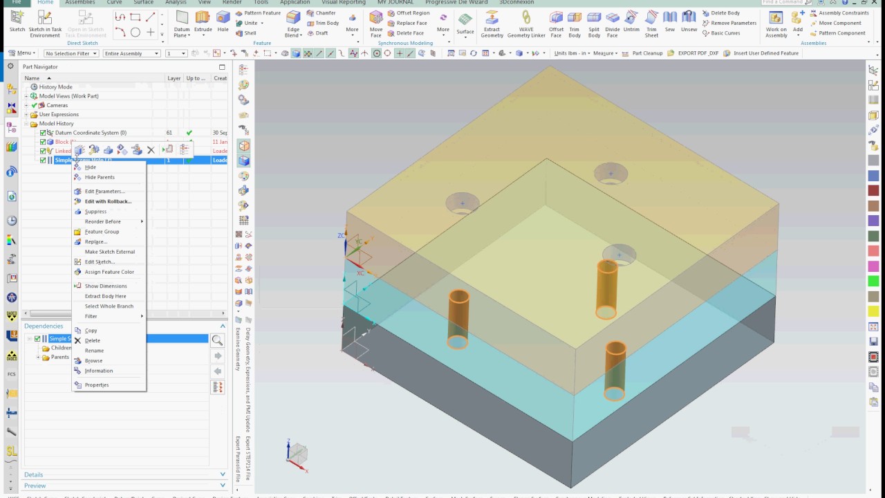 NX 10 Hole Feature Creation 3 of 7 Series - YouTube