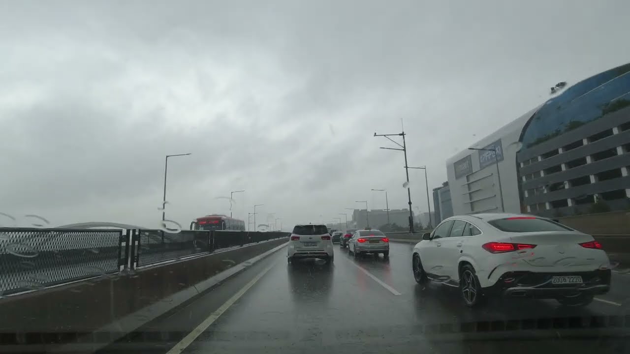 ASMR Highway Driving in the Rain (No Talking, No Music) - Bundang to ...