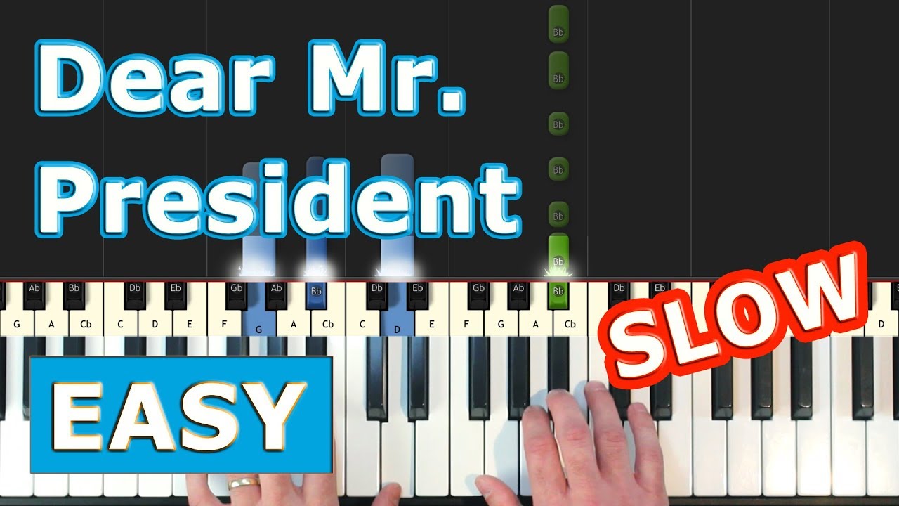 Pink - Dear Mr. President - SLOW EASY Piano Tutorial - YouTube