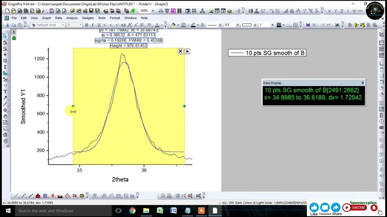 How to estimate FWHM from XRD data quickly using Origin Software - YouTube