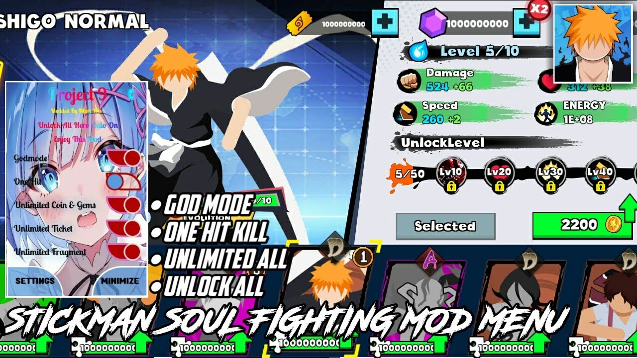 Stickman Soul Fighting Mod Menu Version 4.5 | Unlimited Money, Gems ...