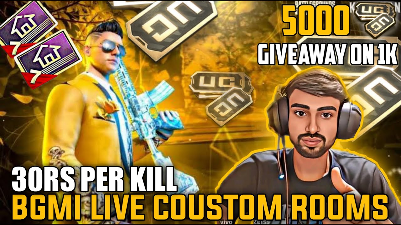 Bgmi Live Custom Rooms | 30 ruppes per kill Uc Giveaway | bgmi custom ...