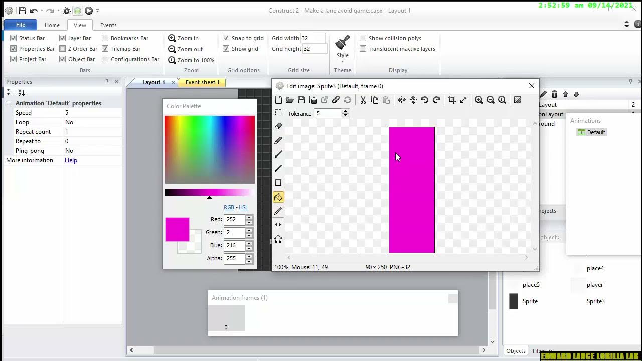 【Construct 2】Setting the touch controls Make a lane avoid game - YouTube