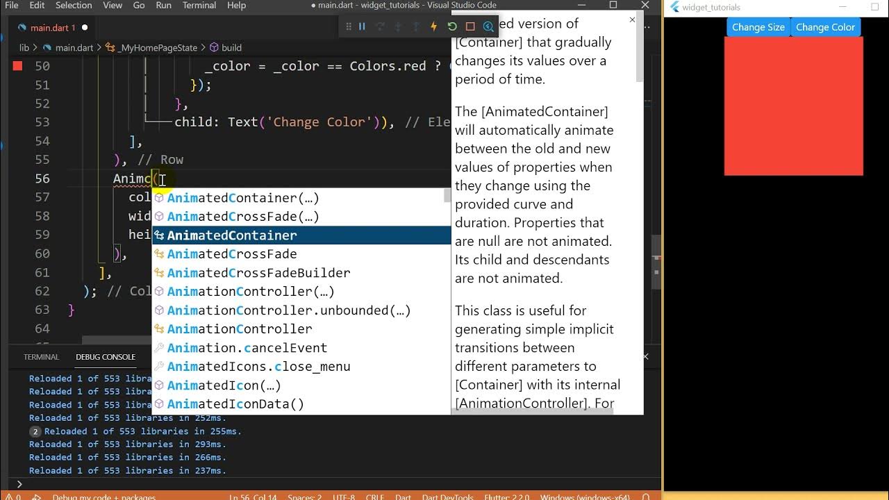 8.1 Tự học Flutter Animation: AnimatedContainer Widget - YouTube