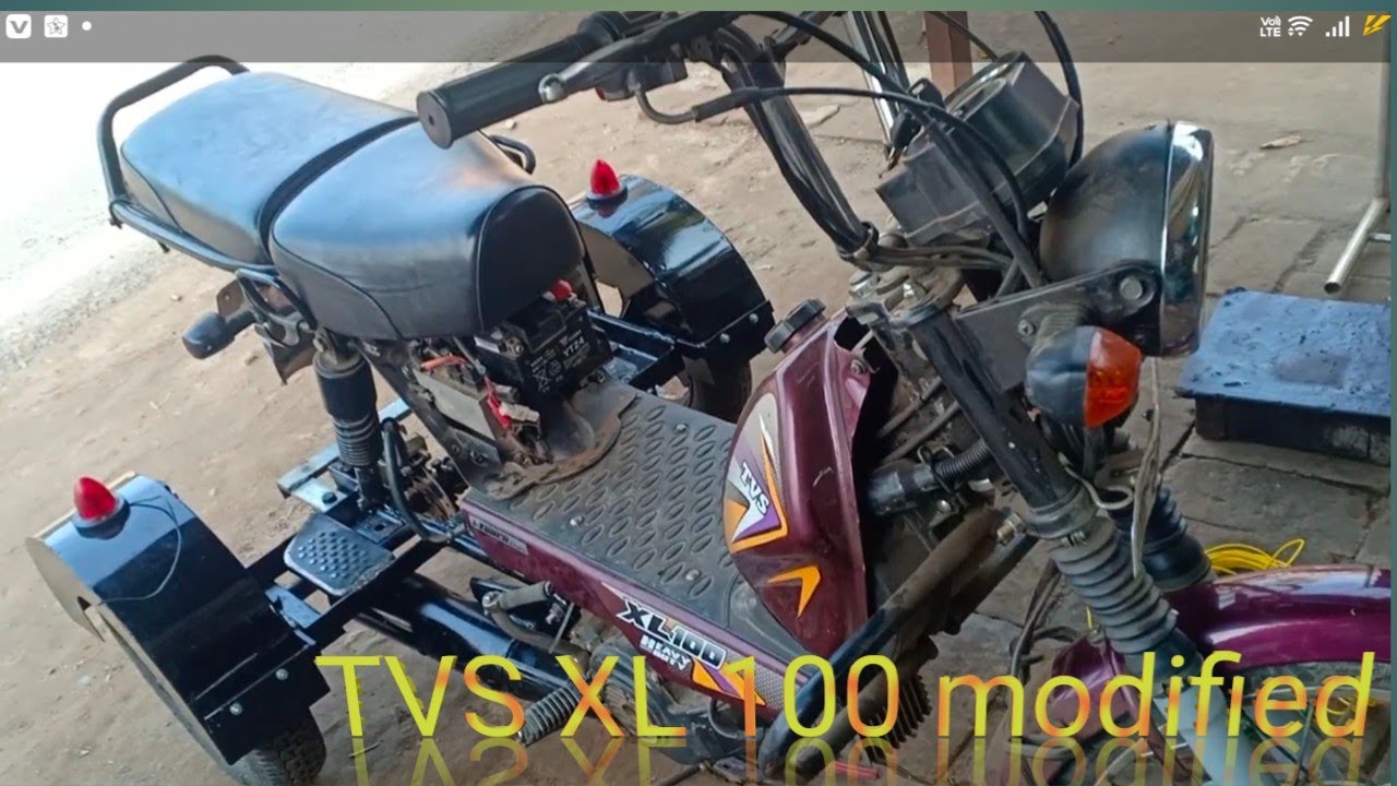 TVS XL 100 MODIFIED IN TO THREE WHEELER || HANDICAPPED - YouTube
