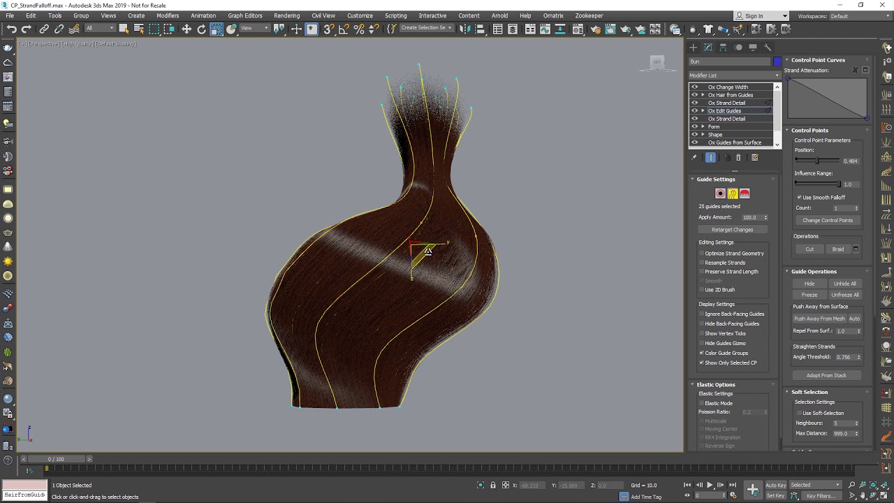 Ornatrix 3dsmax: Strand editing attenuation - YouTube