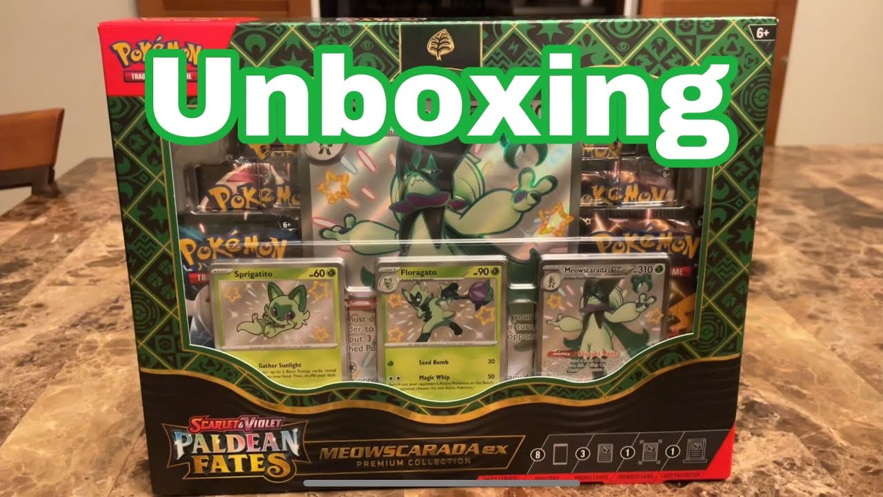 UNBOXING! Meowscarda ex premium collection, Paldean Fates - YouTube