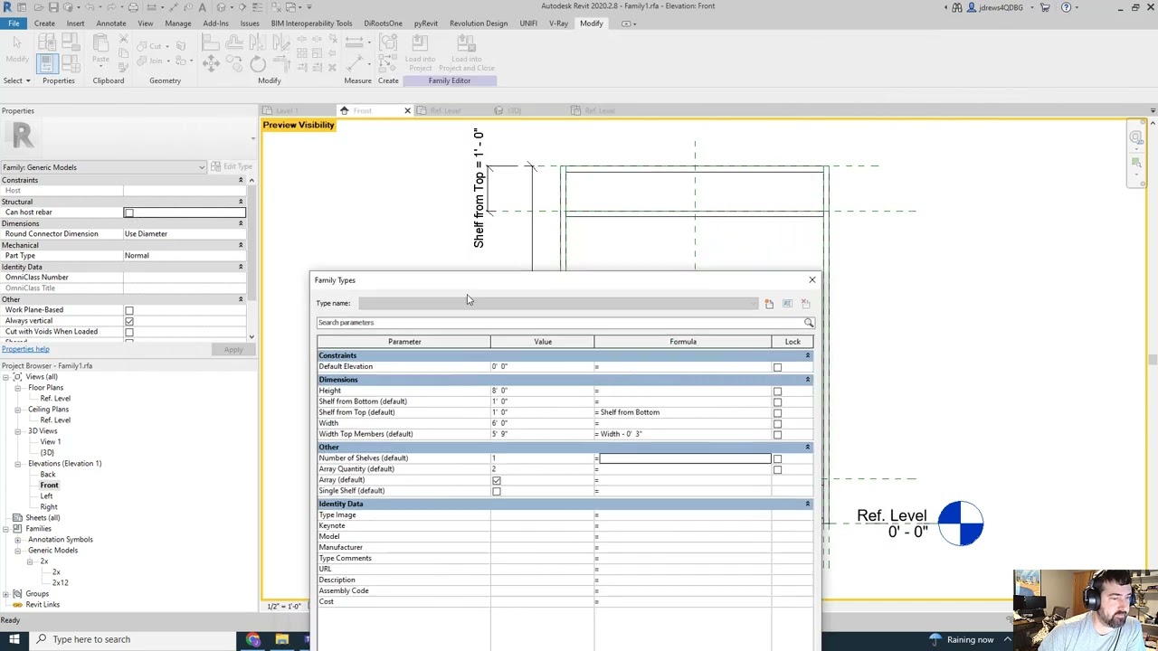Revit Family Formulas - Bookshelf with a Bill of materials - Part 3 ...