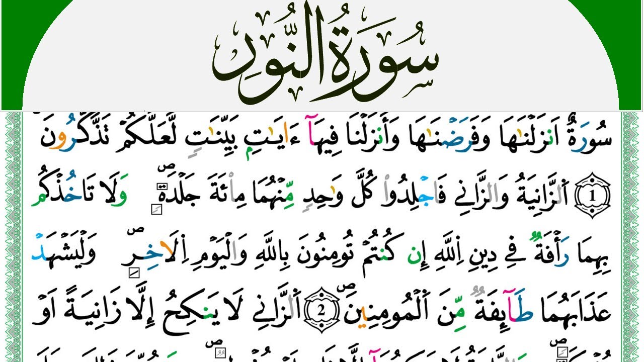 سورة النور مكتوبة محمد سايد Surah Al Nour برواية ورش عن نافع من طريق