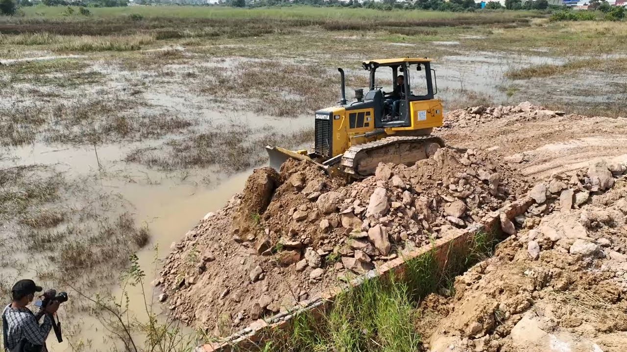 Incredible Building New Road Base Boundary Land Bulldozer And 6 Wheel ...