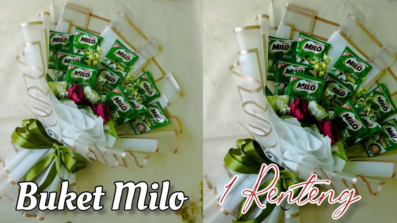 TUTORIAL BUKET MILO 1 RENTENG || DIY BUKET SNACK - YouTube