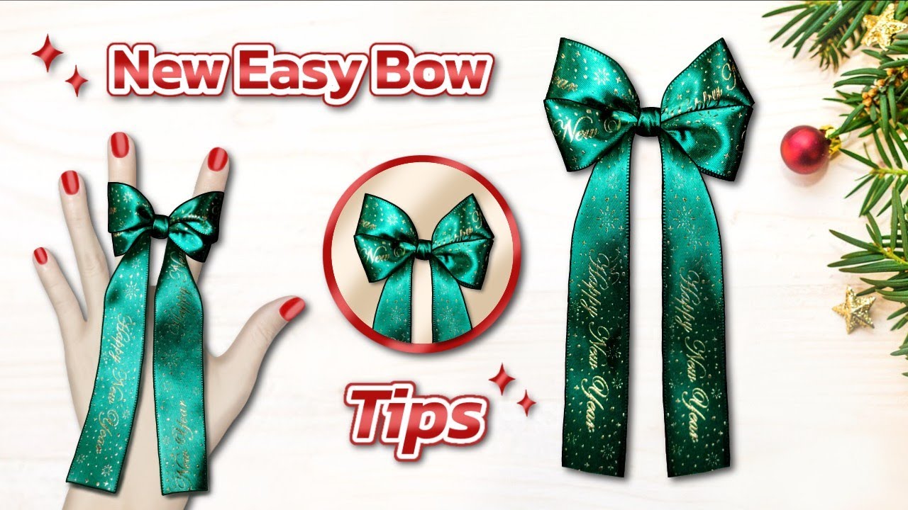 How to make simple easy bow | Christmas decorating ideas DIY ribbon bow ...