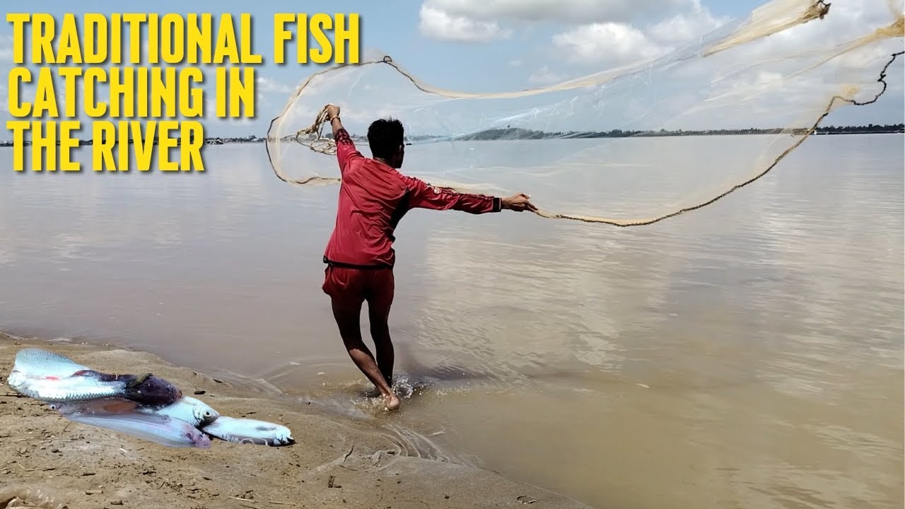 Traditional fish catching in the river - YouTube