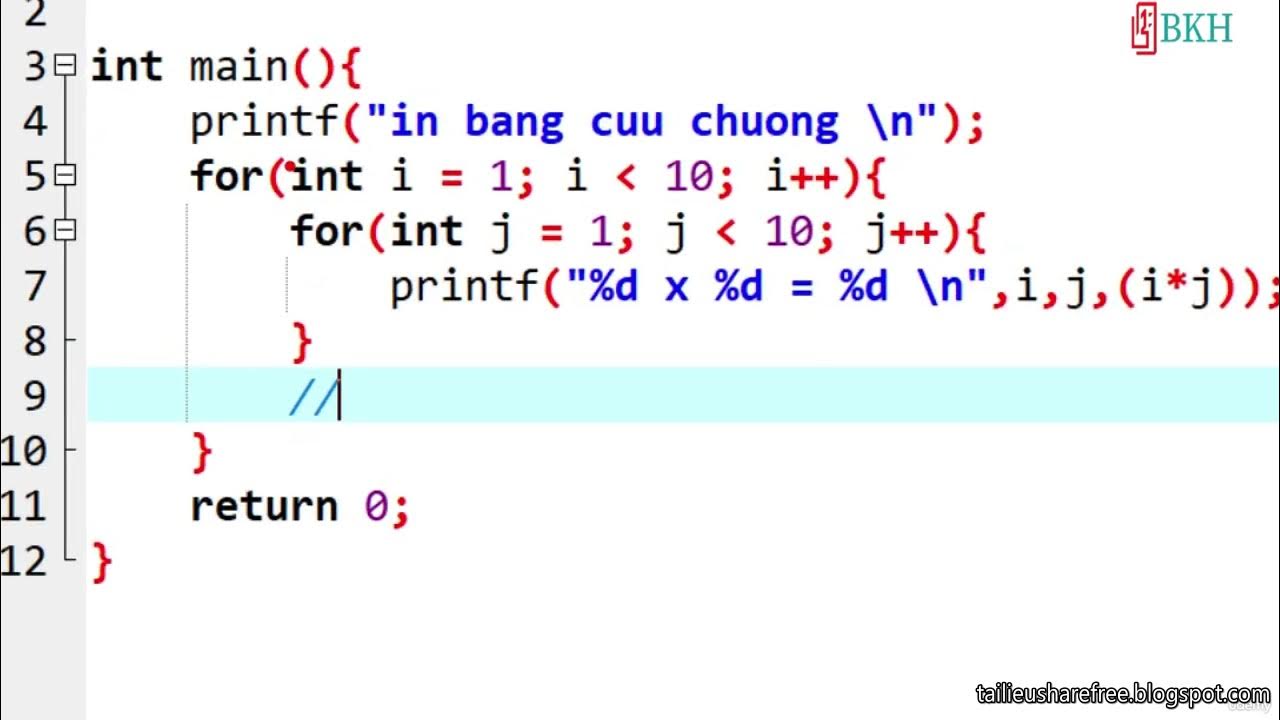 Bài Tập In Ra Bảng Cửu Chương Trong Lập Trình C Education Laptrinh Code Programming