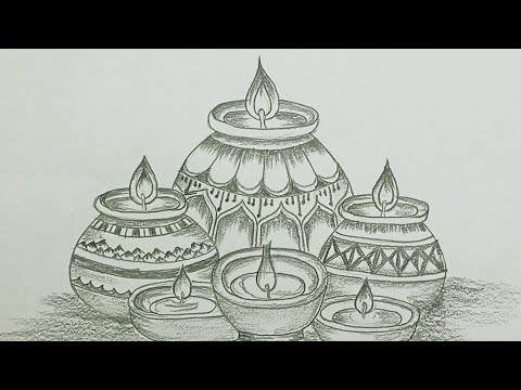 Diwali special Diya drawing/how to draw diya/ step by step easy Diya ...