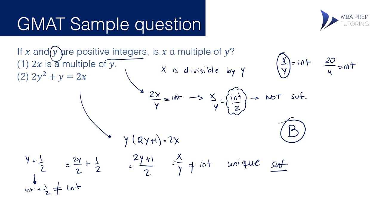 GMAT sample question - X is a multiple of Y - Number properties - YouTube