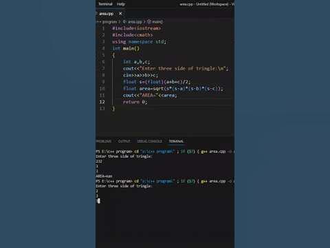 Area of triangle 📐 in C++ || #code #programming #bca #coding #codinglife - YouTube