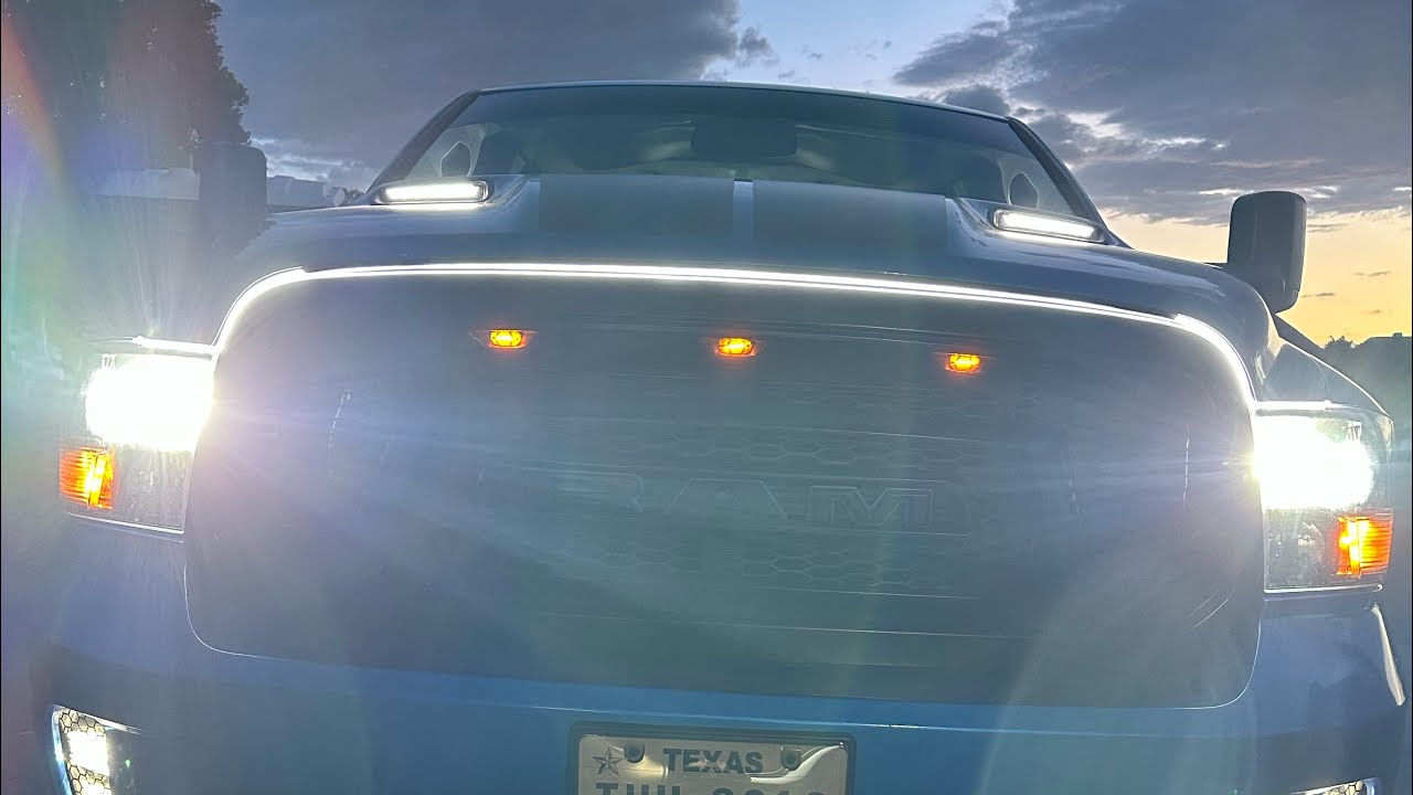 RAM 1500 led HOOD SCOOP full install 😎‼️👍 - YouTube
