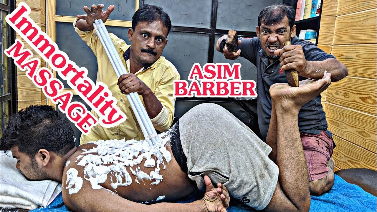 Full Body Massage From Asim Barber And His Guru Uttam Barber Neck