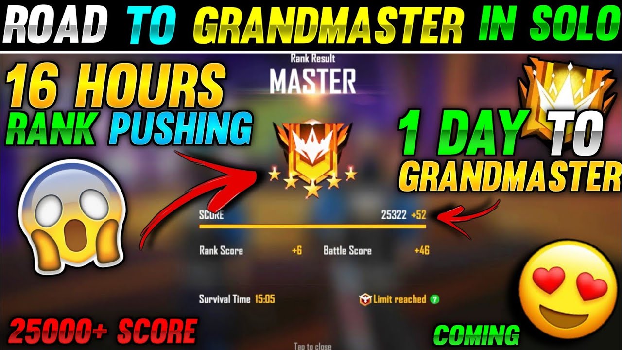 Master To Grandmaster Fast Rank Push || Solo Grandmaster Pushing Season ...