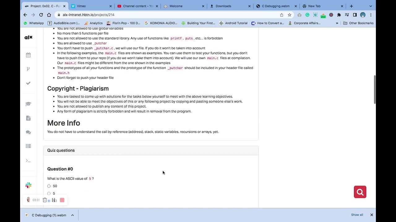 0x02 C Functions Nested Loops Quiz Questions Youtube