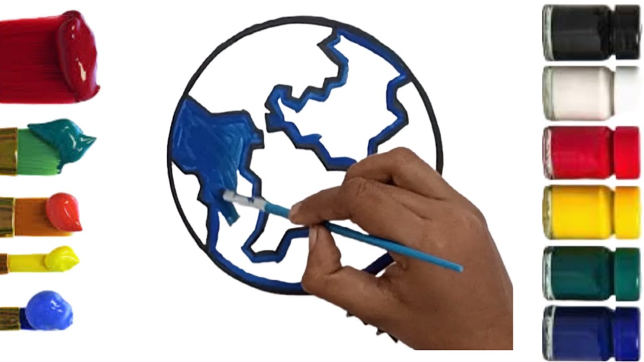 E for Earth | ABCD Drawing series | How to draw Earth step by step for ...