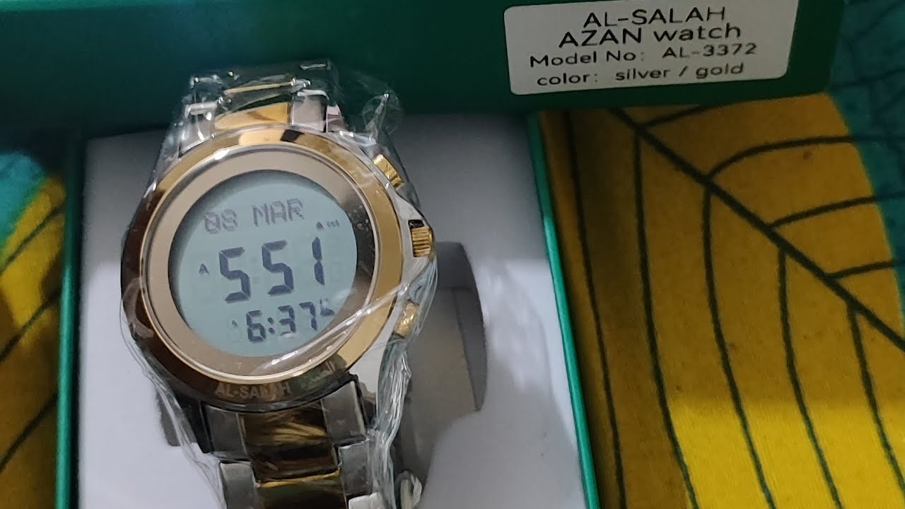 AL SALAH AZAN WATCH COLOR SILVER /GOLD *BAXA STORE KOSAMBA* - YouTube