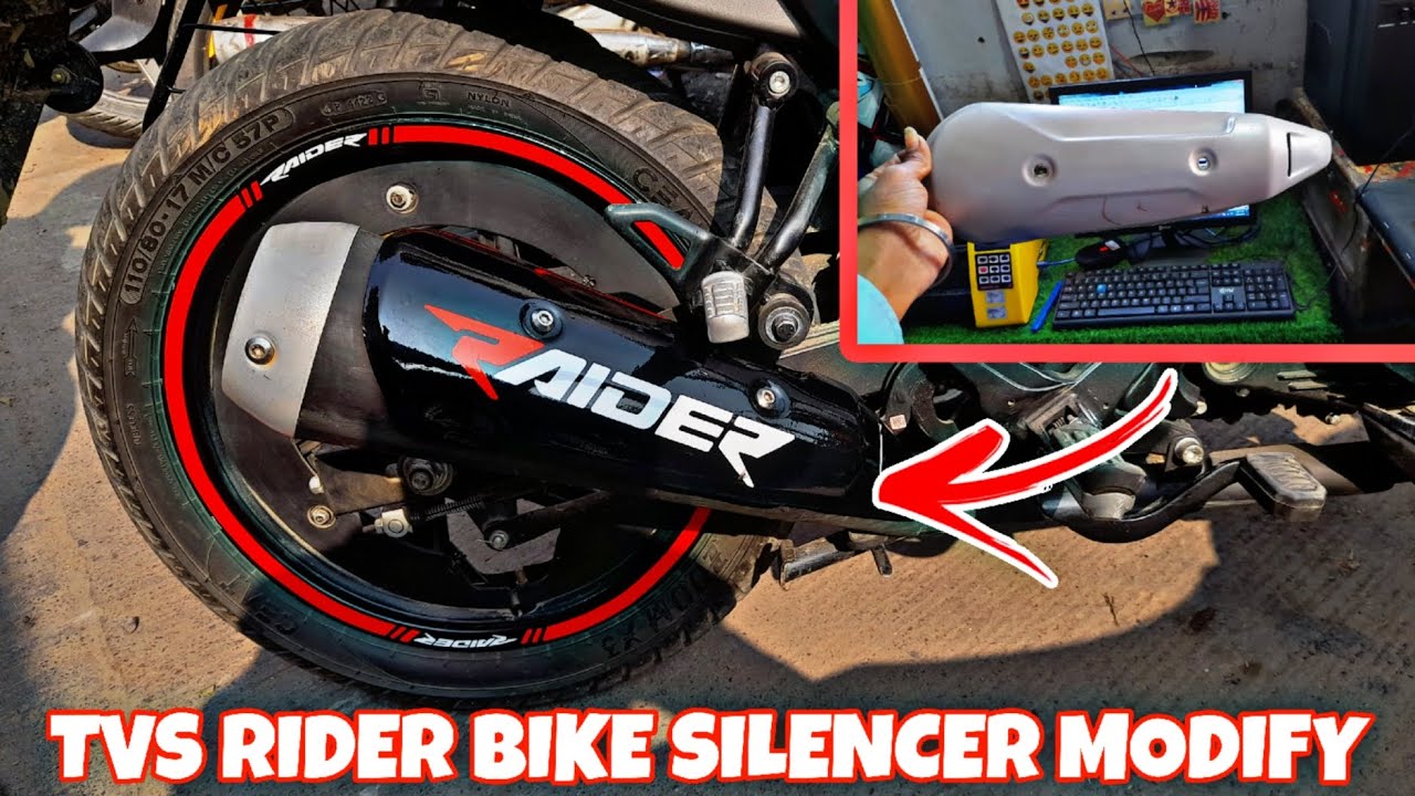Tvs Rider Silencer Modify सिर्फ 50 रूपऐ में | Bike Me Sticker Lagna ...