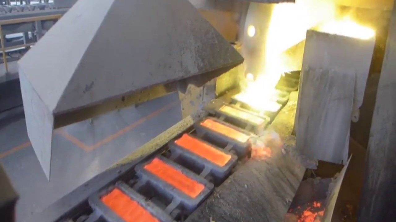 Copper ingot casting machine - YouTube