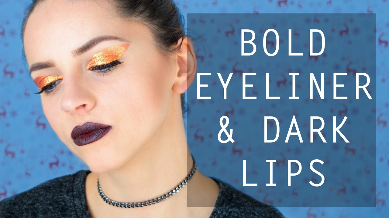 Gold & Bold Eyeliner and Dark Lips - Makeup Tutorial | MILA - YouTube