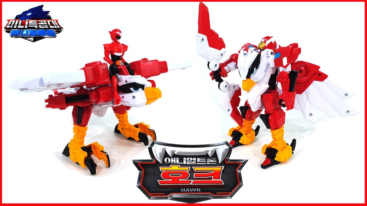 [미니특공대]애니멀트론 호크 새미 2단 변신 레인저 피규어 Mini Commando Animaltron Hawk Sammy ...