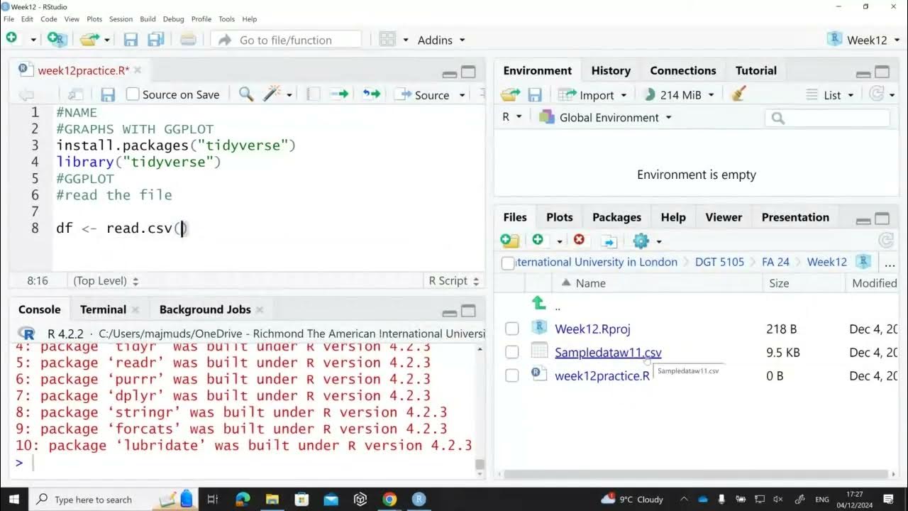 R : How to Create a Project and make Bar Chart Line Chart in R Studio | Business Data File - YouTube