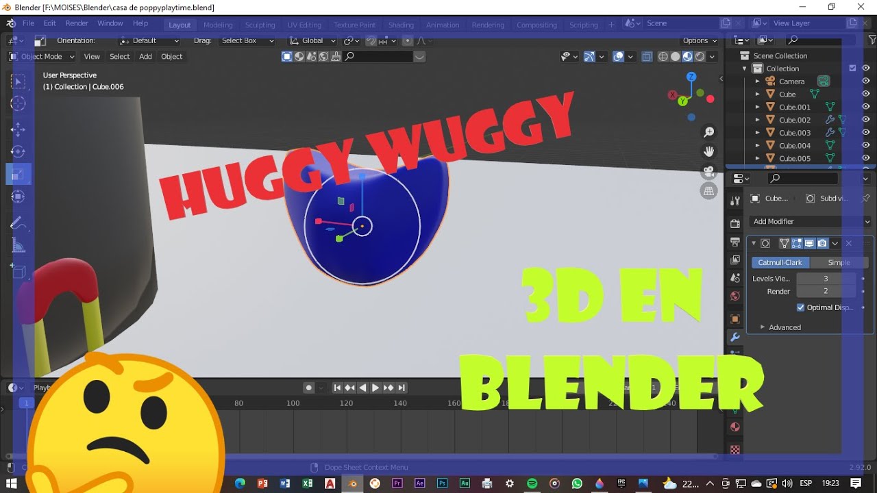 Como Hacer cara de Poppy Playtime 3d en Blender / PARTE 1 - YouTube