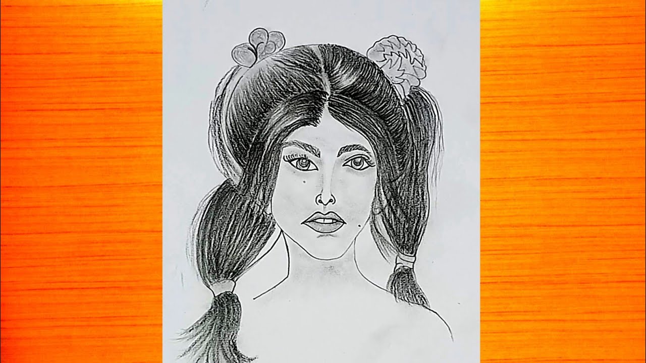 A Beautiful Girl Face Drawing step by step | How to draw a cute girl ...