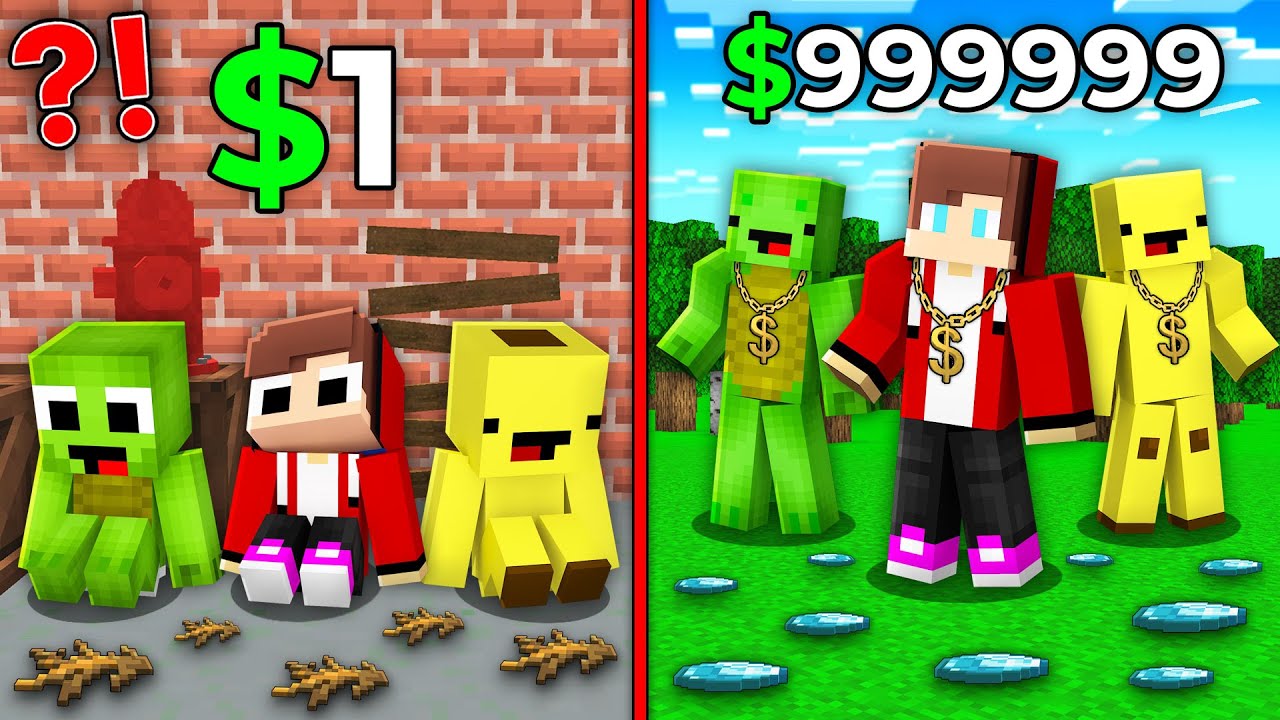 JJ, Mikey and Banana Kid From POOR to RICH in Minecraft Maizen! - YouTube