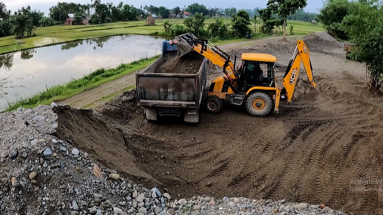 Mix Work In Crosser Side JCB Backhoe Machine Vs Hiba Truck Video - YouTube