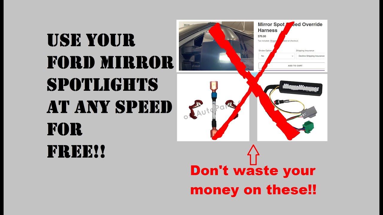 Use Ford mirror spot lights at any speed for free!! - YouTube