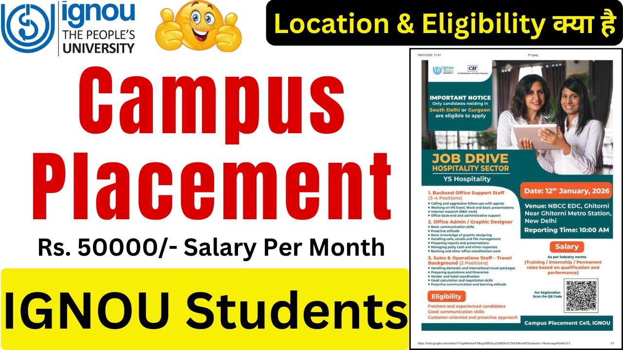 IGNOU Campus Placement Drive 2026 | IGNOU Placement Drive | IGNOU Job ...