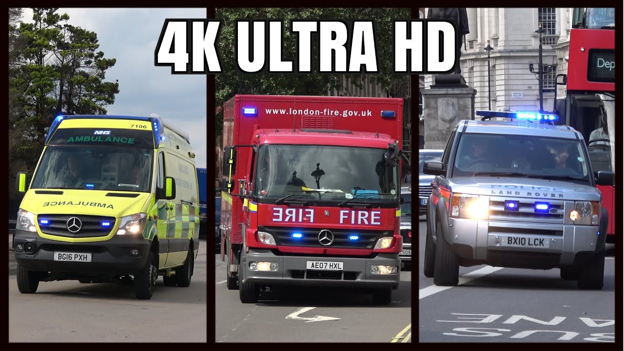 Fire Engines, Police Cars and Ambulances responding - YouTube