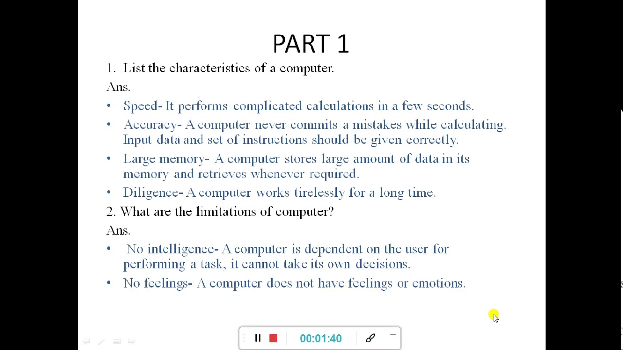 CLASS 6 COMPUTER CHAP 1 Question Answer PART 7 YouTube CLASS 6 COMPUTER CHAP 1 Question Answer PART 7 YouTube