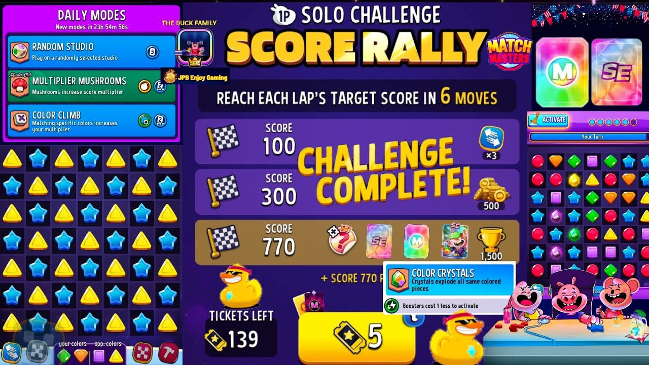 Solo Challenge Score Rally 6 move Color Crystals 770 Score/ Color Climb ...