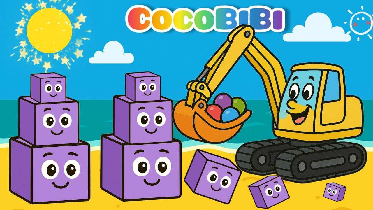 Excavator Builds Lavender Block Pyramids | Color Learning for Toddlers ...