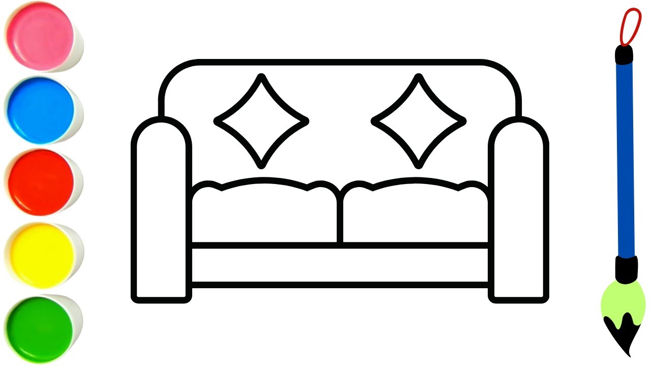 How to Draw Sofa | Drawing and painting Sofa For Kids & Toddlers - YouTube