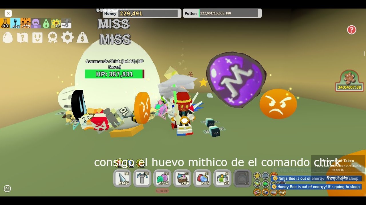 consigo el huevo mitico de el pollo comander (en bee swarm simulator ...