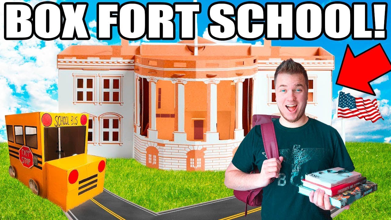 BOX FORT HIGH SCHOOL!! 📦🚌 Gym Class, Dodgeball, Detention & More! - YouTube