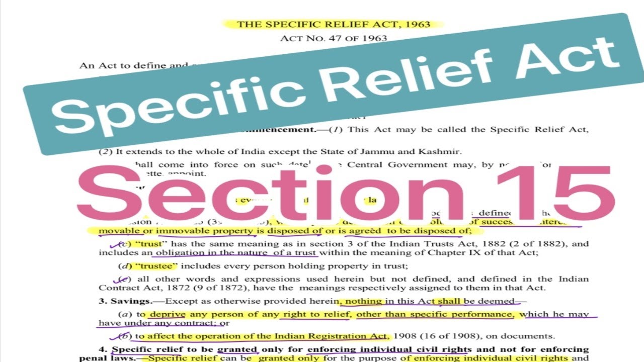 Specific Relief Act Section 15 - YouTube